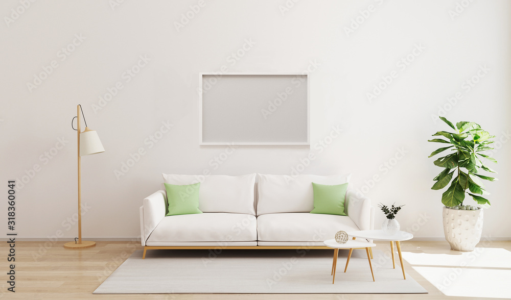 mock up horizontal frame in modern interior background. Scandinavian ...