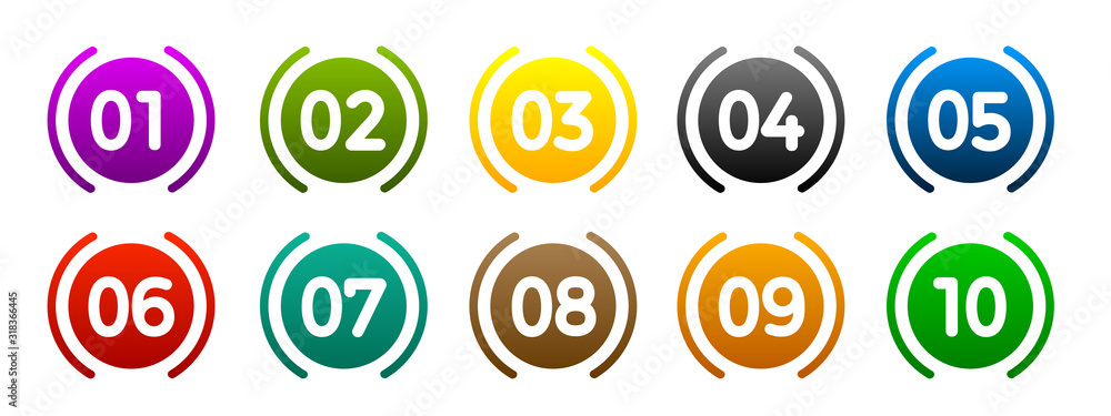 Modern colorful numbers button set multicolored – vector Stock Vector ...
