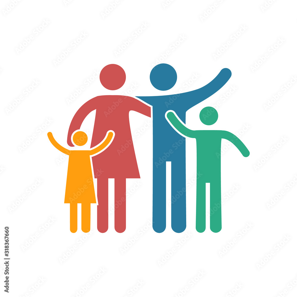Family Icon in trendy flat style isolated on white background. Parents ...