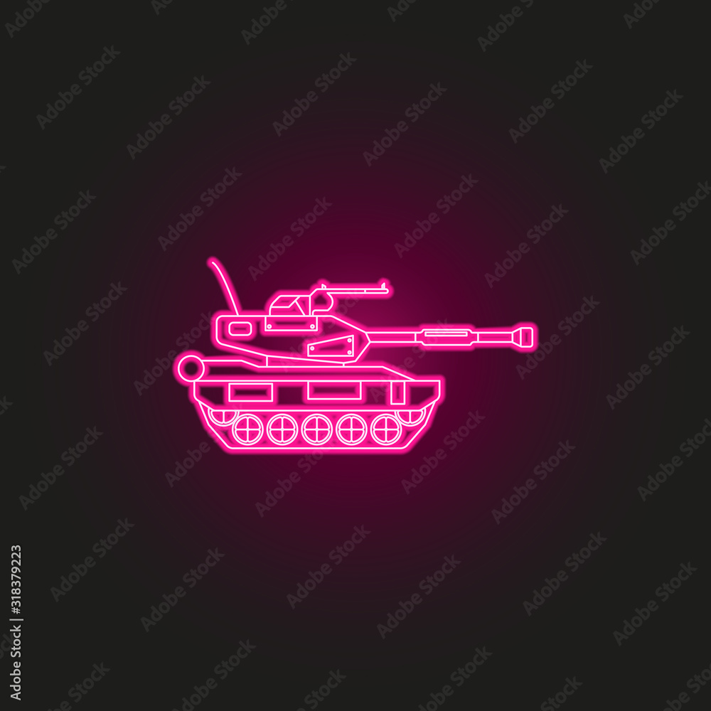 tank neon style icon. Simple thin line, outline vector of army icons ...