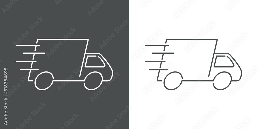 Símbolo de entrega urgente. Envío rápido con camión y líneas de ...