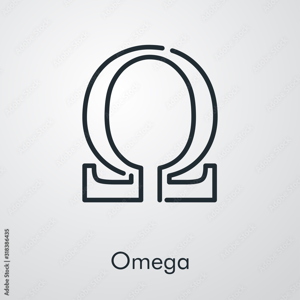 Icono plano lineal símbolo Omega en fondo gris Stock Vector | Adobe Stock