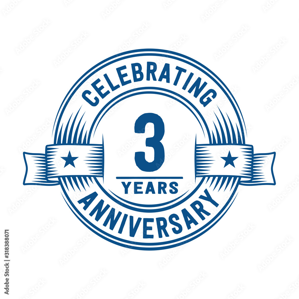3 years logo design template. 3rd anniversary vector and illustration ...