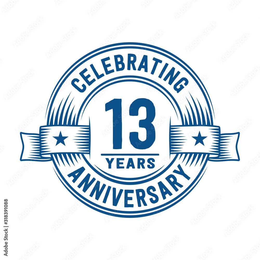 Vetor de 13 years logo design template. 13th anniversary vector and ...