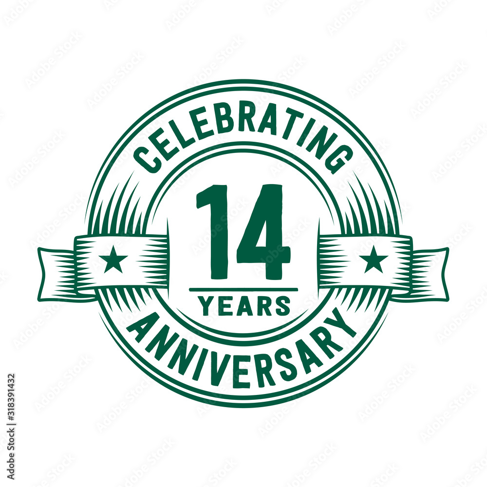 14 years logo design template. 14th anniversary vector and illustration ...
