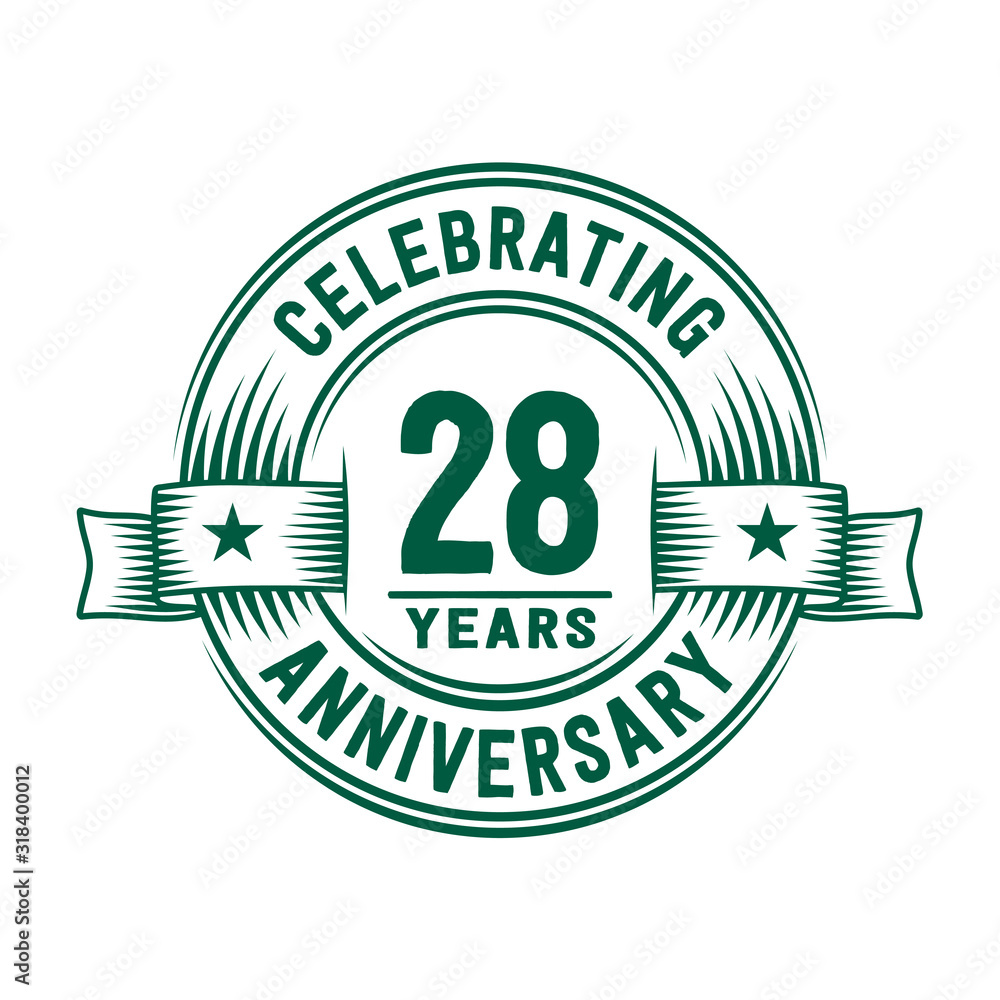 28 years logo design template. 28th anniversary vector and illustration ...