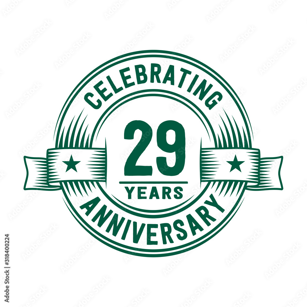 29 years logo design template. 29th anniversary vector and illustration ...