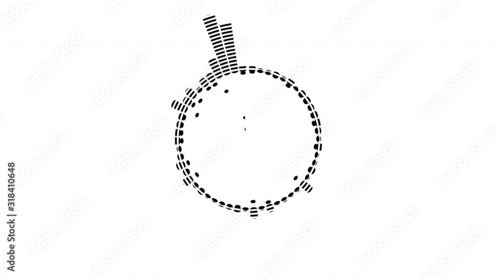 Graphic circular loop of rhythmic black audio frequency sound wave ...