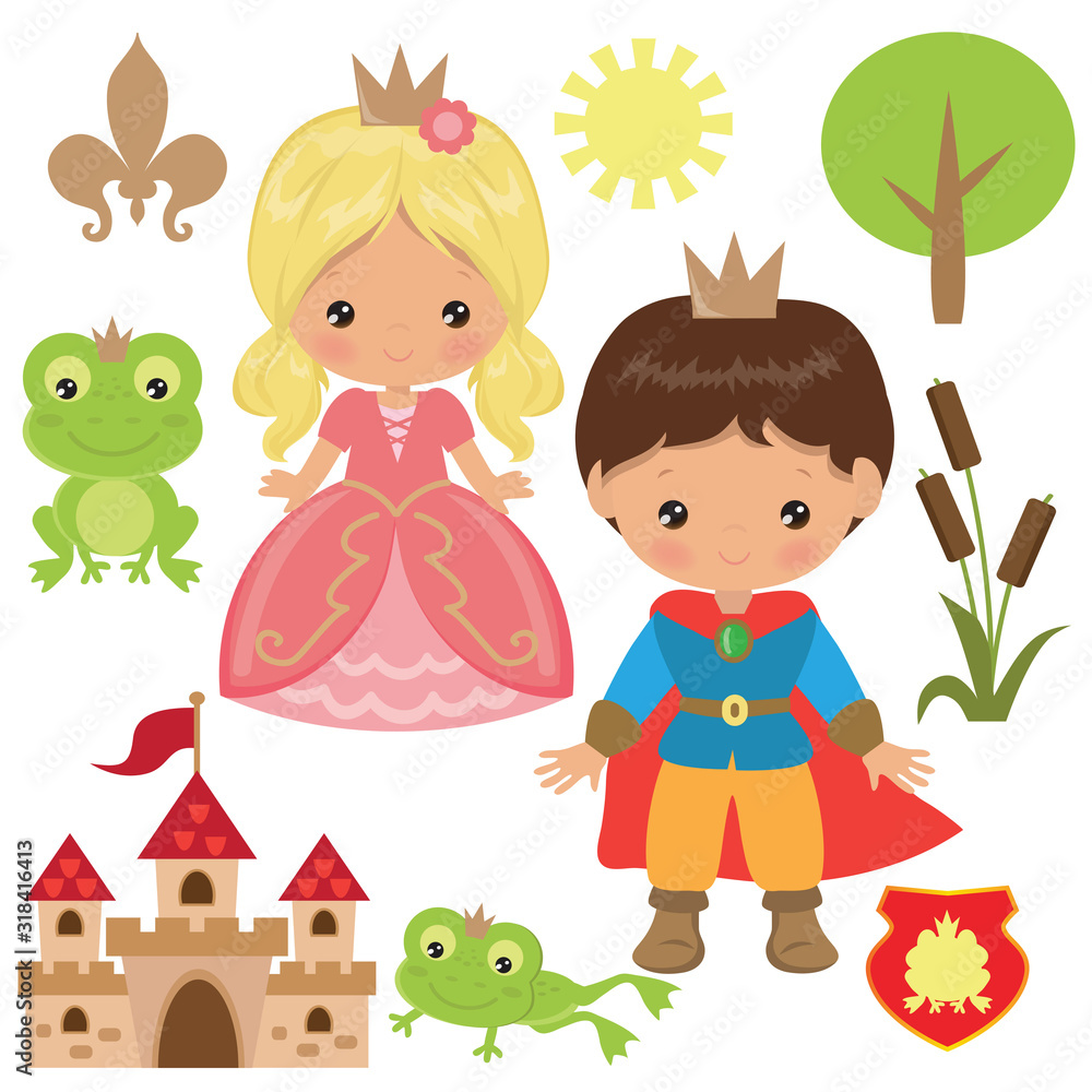 Frog prince fairy tale vector cartoon illustration Stock Vector | Adobe ...