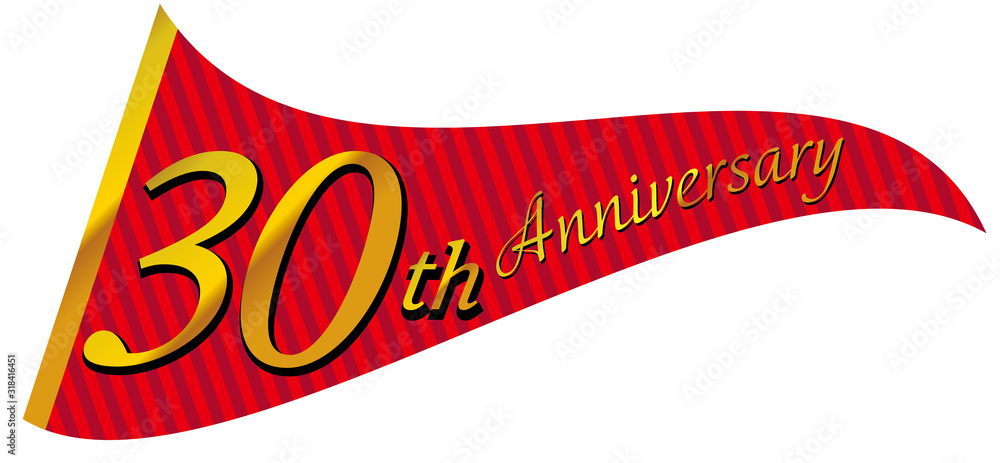 Vektorová grafika „30th anniversary logo design with triangular red ...