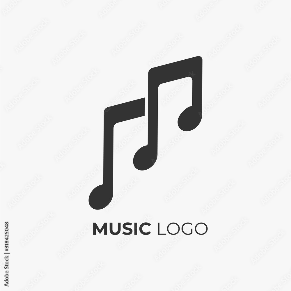 Music logo design. Letter M with note emblem vector illustration for ...
