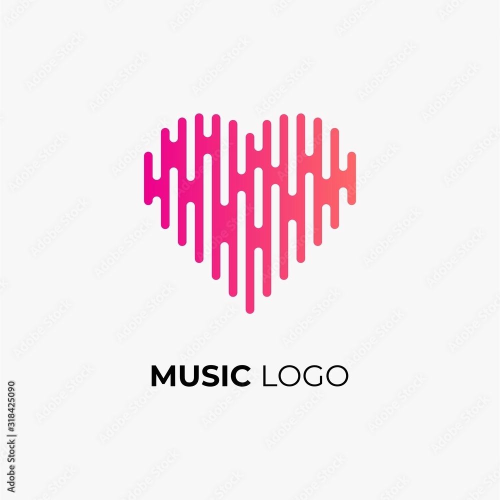 Musical logo design. Love with equalizer vector illustration for music ...