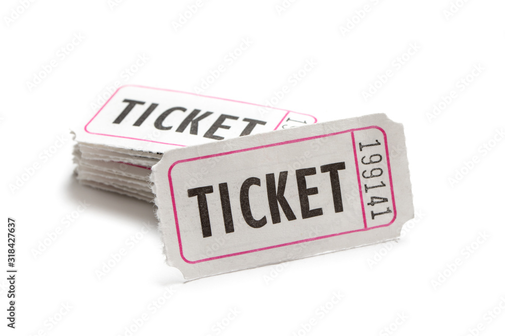 Stack of white color paper show tickets isolated on white background ...