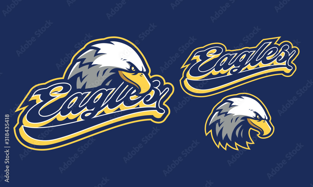 Eagles mascot logo design or sport / e-sport logo isolated on navy blue ...