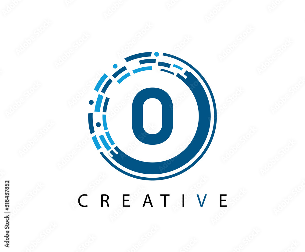 Circle O Letter Digital Network , Technology and digital abstract line ...