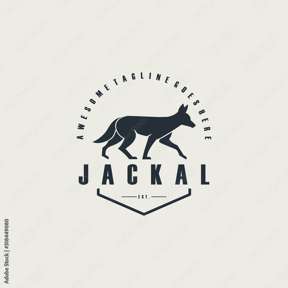 Póster Vector Logo Illustration Golden jackal Walking Emblem – Cuadro ...