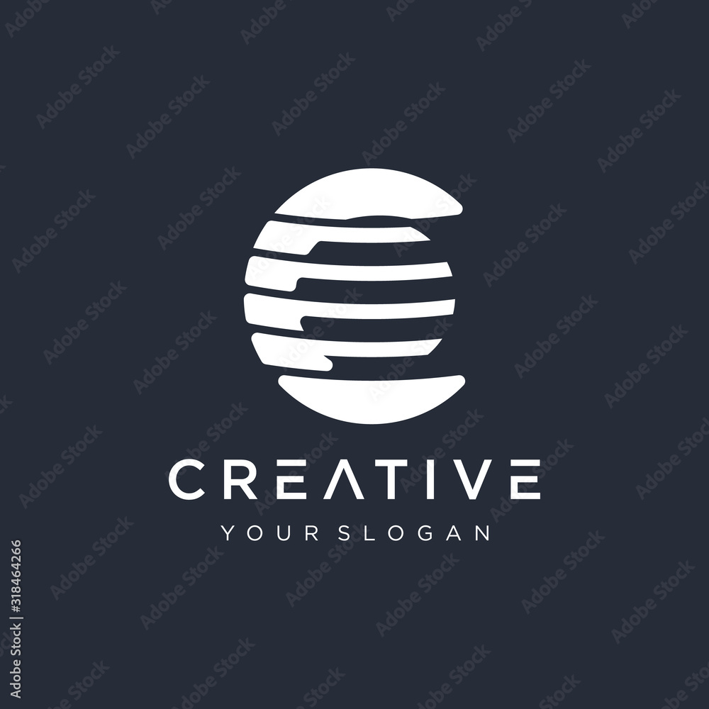 letter C with Global World Logo. Cargo Logistics Logo. - vector Stock ...