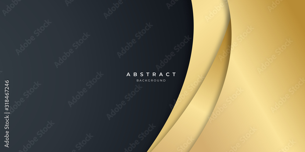 Black gold curve abstract background for presentation design. Stock ...