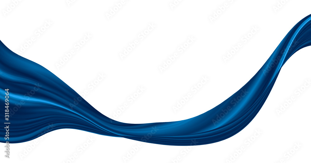 Abstract blue flying cloth isolated on white background with copy space ...