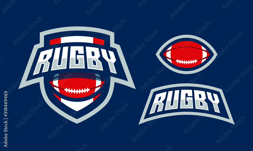 Rugby mascot logo design for sport or e-sport logo isolated on dark ...