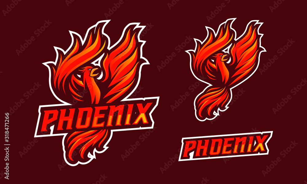 Phoenix mascot logo design for sport or e-sport logo isolated on dark ...