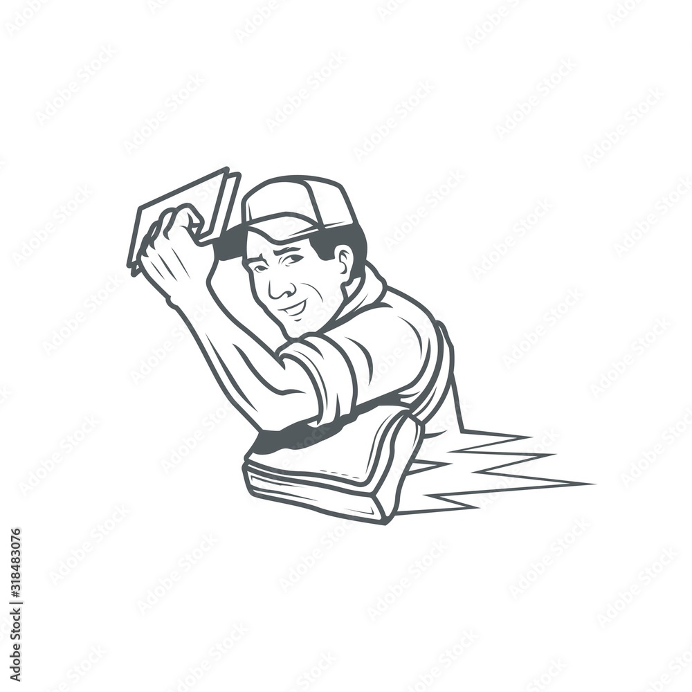 Mailman/postman logo character - Retro Clipart Illustration vector ...