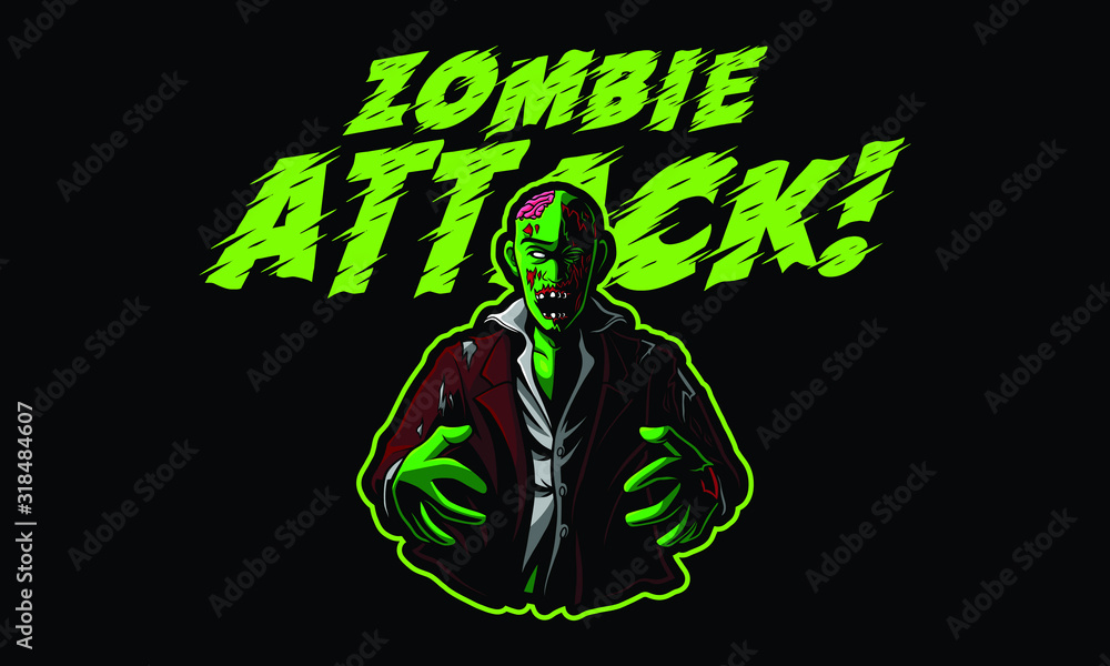 Zombie mascot logo design with extra design fit for sport of e-sport ...