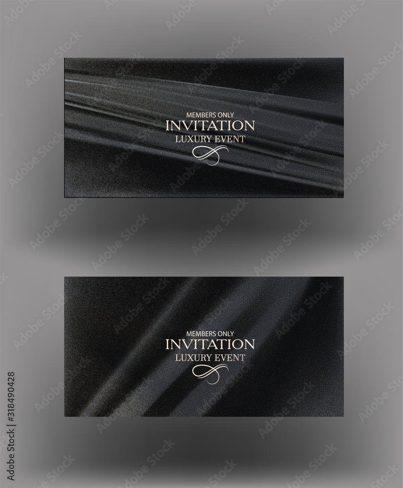 Vip invitation cards with fabric texture made from golden dust. Vector ...