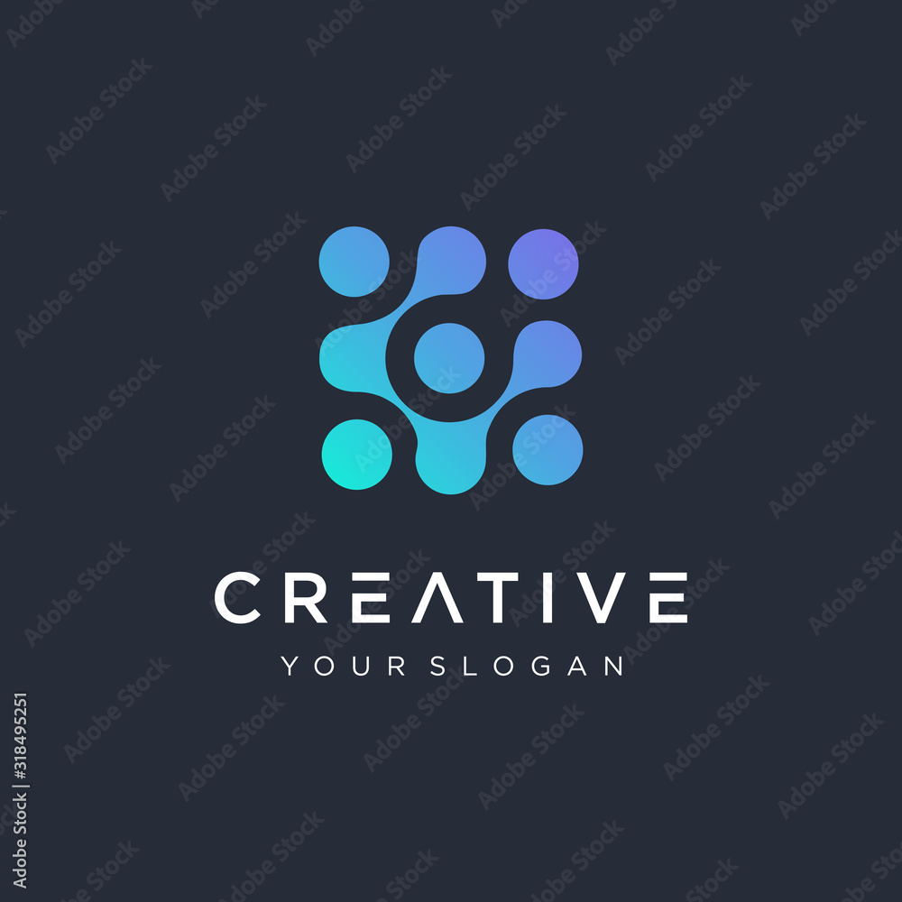 Abstract letter C logo with dot concept. Universal colorful ...