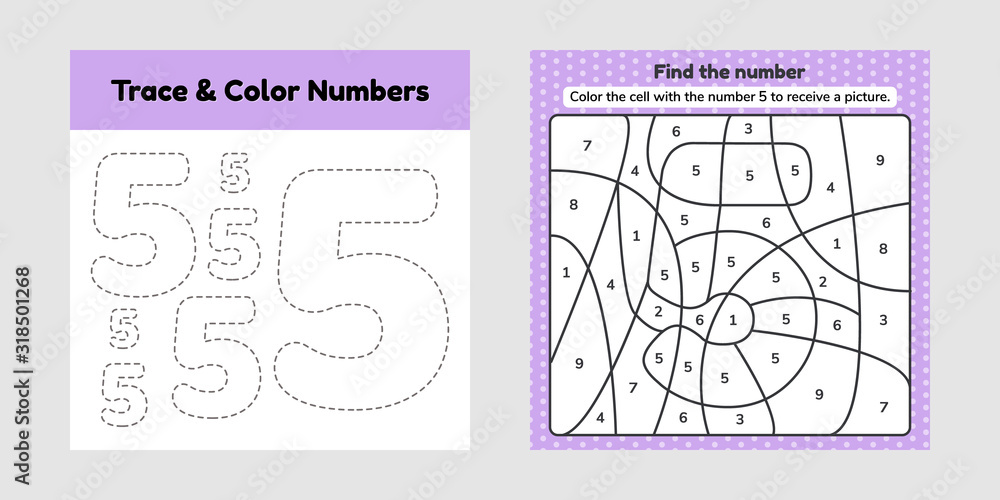 Coloring book number for kids. Worksheet for preschool, kindergarten ...