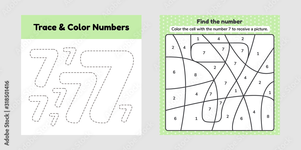 Coloring book number for kids. Worksheet for preschool, kindergarten ...