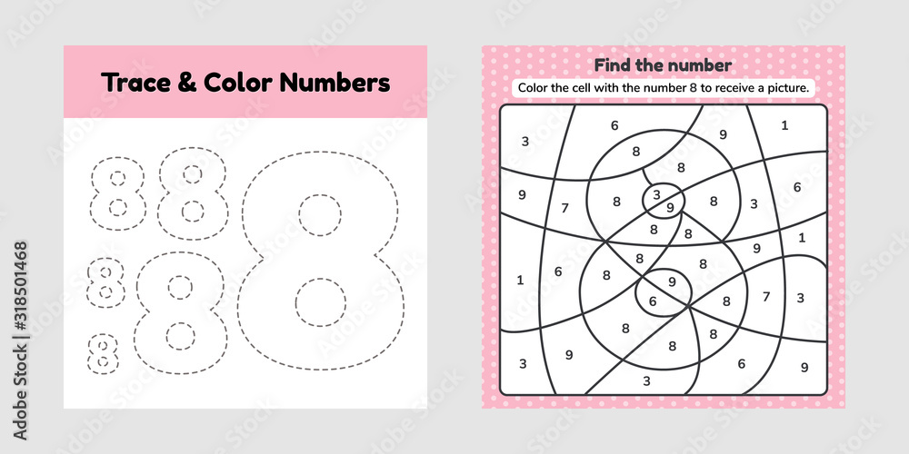 Coloring book number for kids. Worksheet for preschool, kindergarten ...