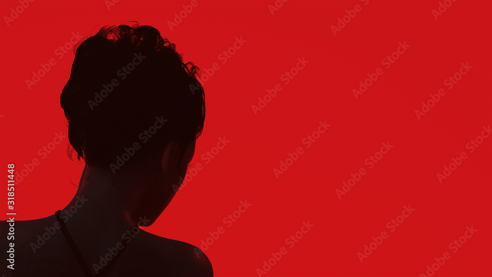 Black Vampire Devil Woman Head and Shoulders with a Big Red Background ...