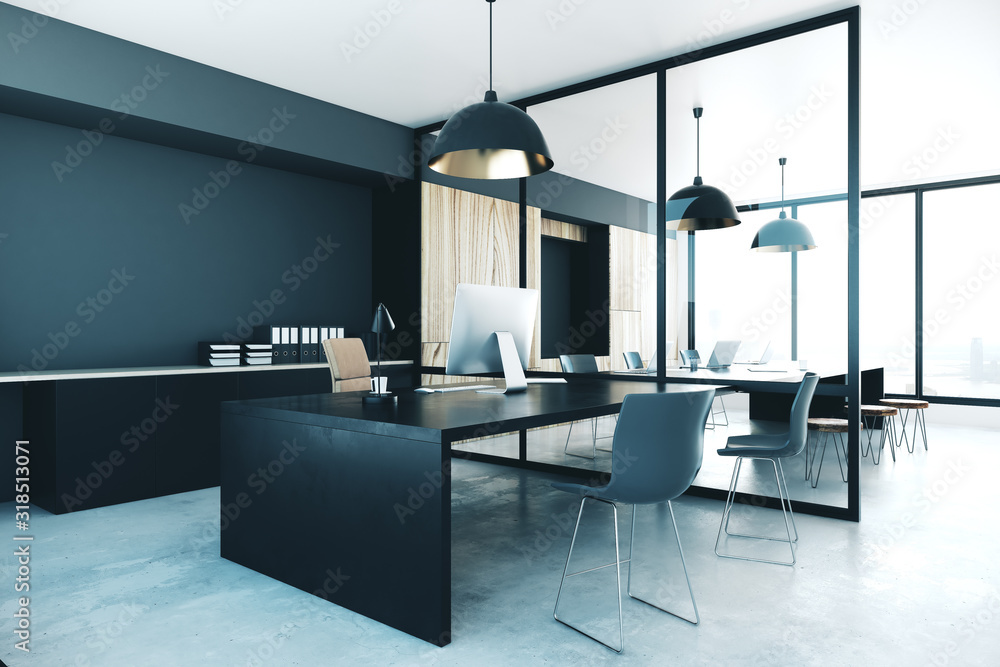 Contemporary office room interior with computer. Stock Photo | Adobe Stock