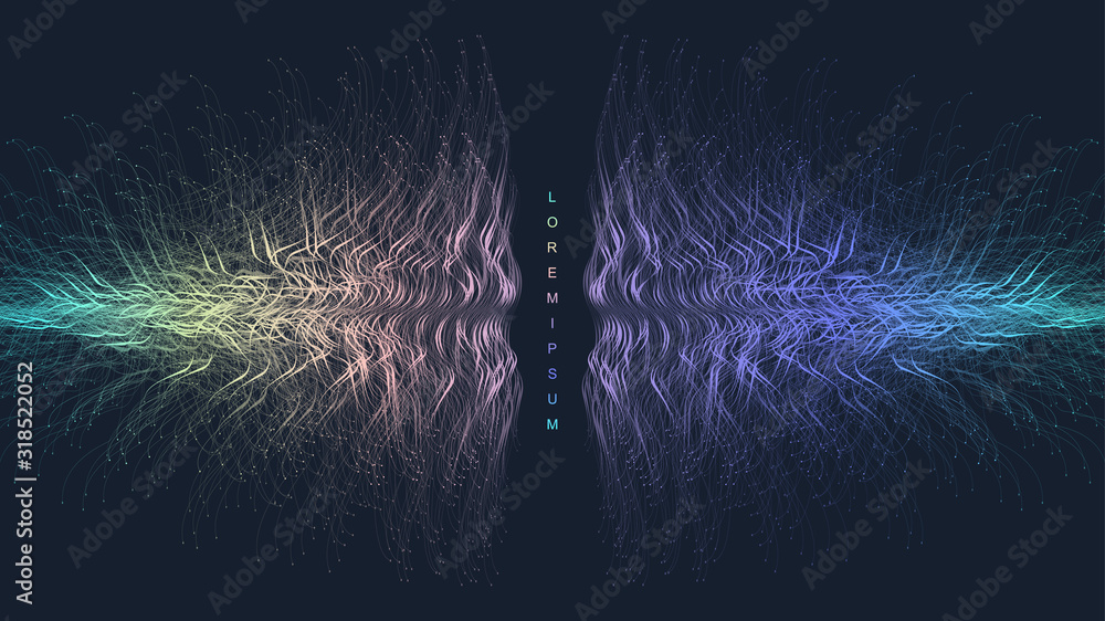 Poster Scientific vector illustration quantum computer technology, wave ...