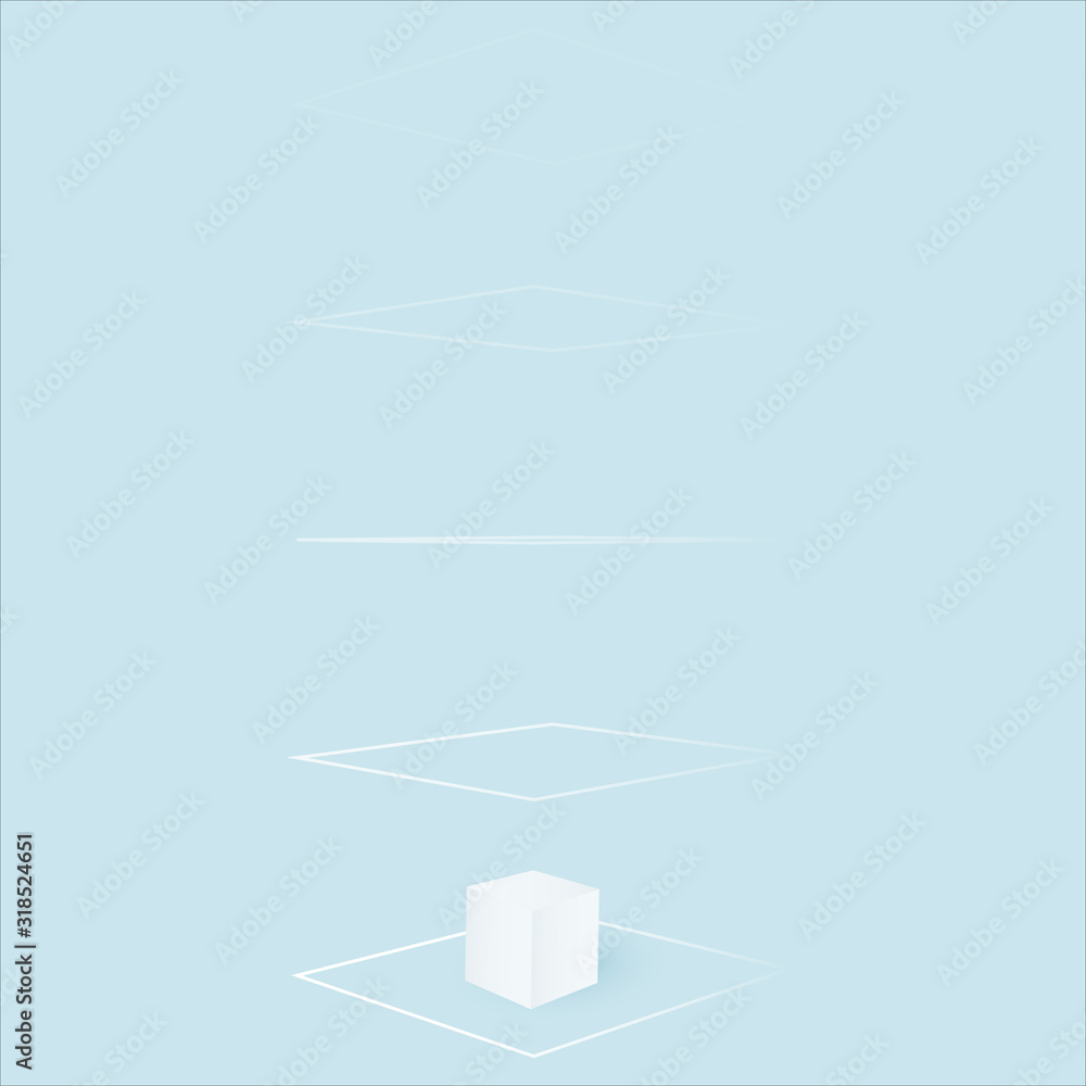 White cube in power tension field. Abstract vector illustration for ...