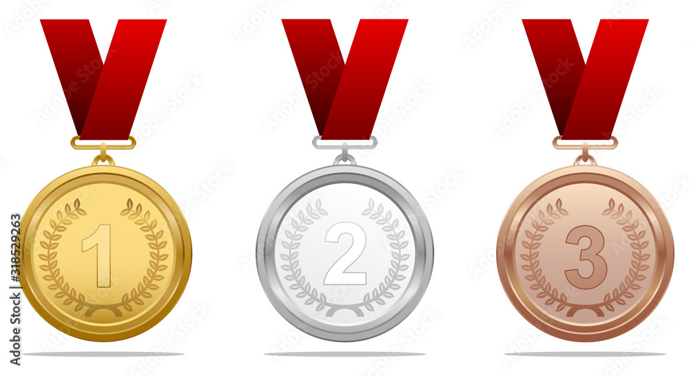 Vector award medal set.With gold medal, bronze medal and bronze medal ...