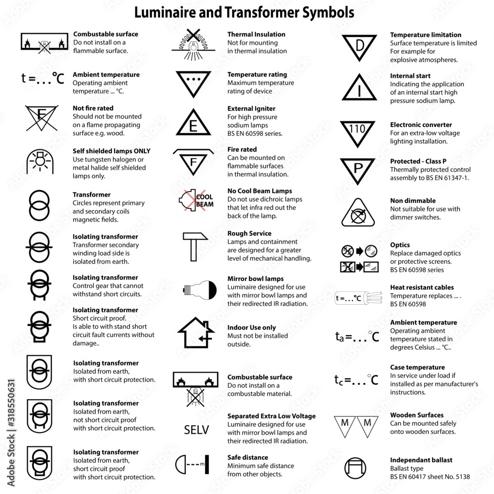 Luminaire & transformer symbols Stock Vector | Adobe Stock