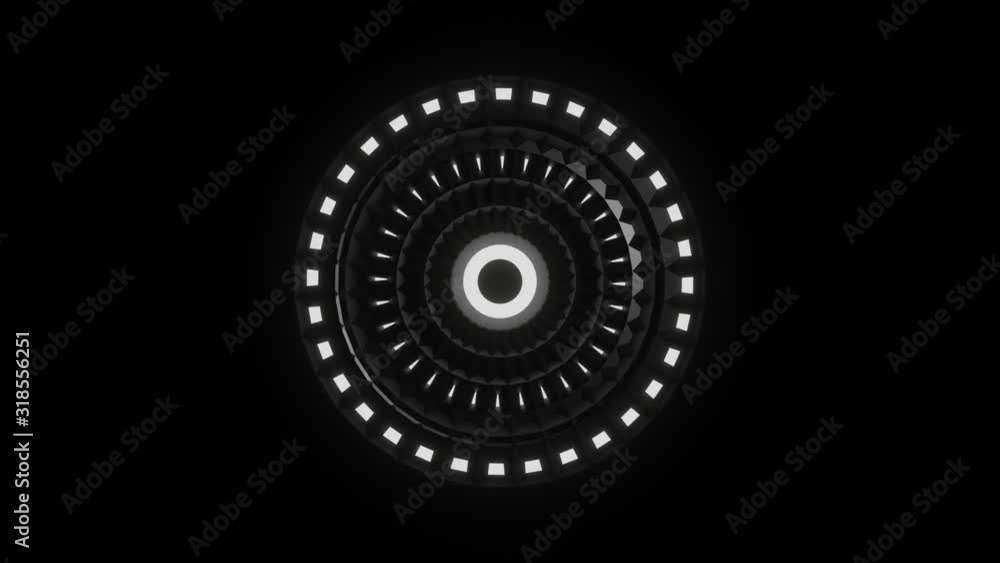 Scifi VJ loop animation wheel spinning 360 degrees with illuminated ...