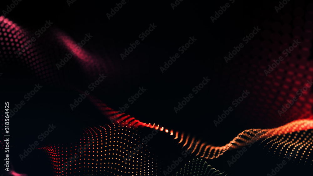 Abstract futuristic - technology with polygonal shapes on red ...