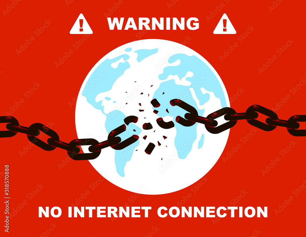 No internet connection vector concept poster or banner with breaking ...