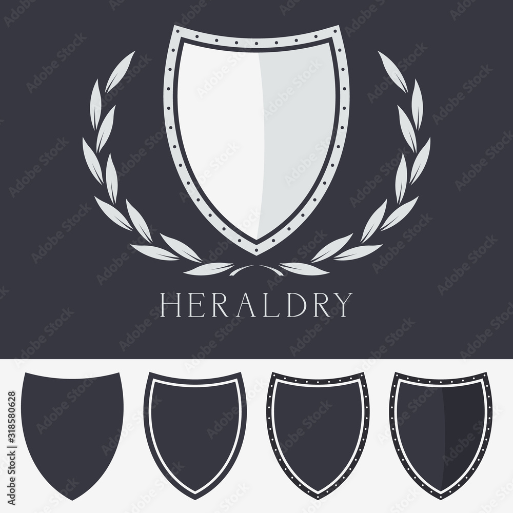 Heraldic Blank Shield with Wreath Sign Vector Illustration. Symbol and ...