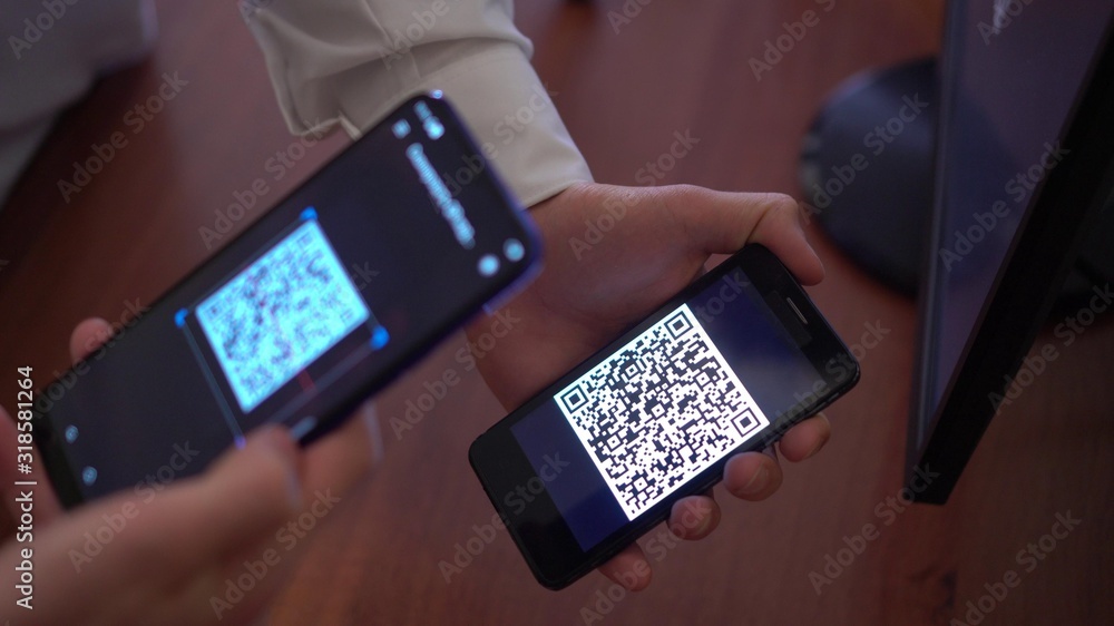 Online Transfer and Invoicing. Scanning a QR code from customer’s ...