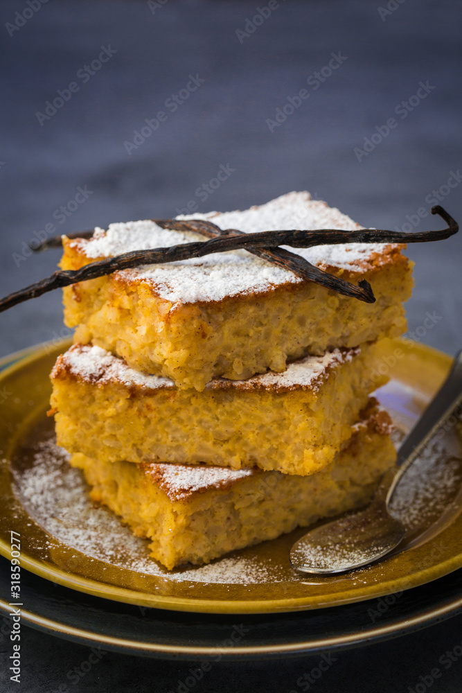 Italian traditional rice cake "torta di riso" or "torta degli addobbi ...