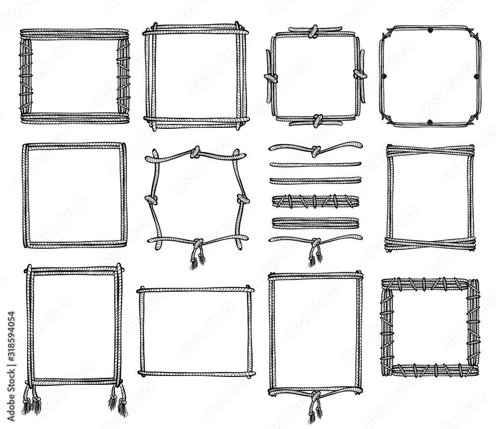 Simple doodle frames and dividers set Stock Illustration | Adobe Stock