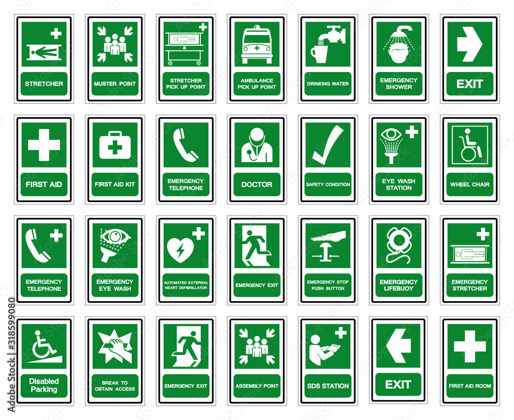 Set Of Safety Condition Collection Symbol Sign, Vector Illustration ...