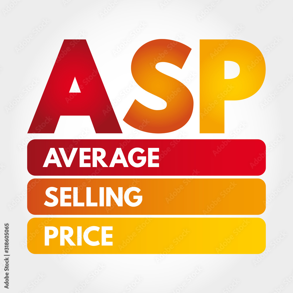 ASP - Average Selling Price acronym, business concept background Stock ...