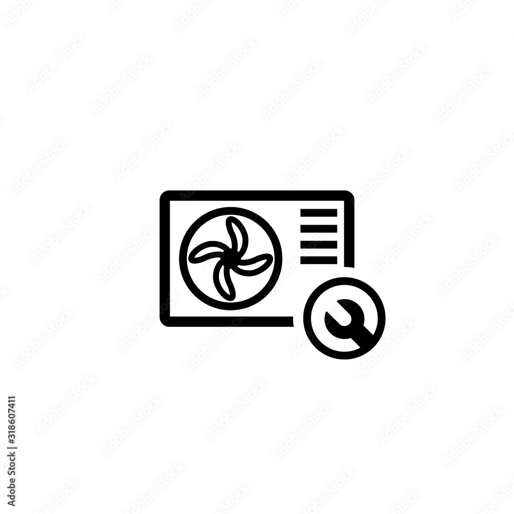 Broken air conditioner icon. Clipart image isolated on white background ...
