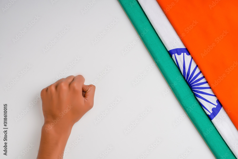Republic day and Independence day of India , tricolor flag with hand ...