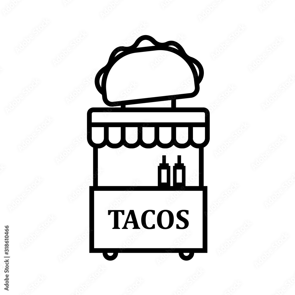 Taco cart outline icon. Clipart image isolated on white background ...